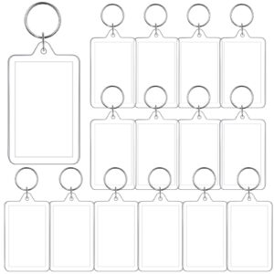 yaomiao acrylic photo frame keychain holder photo picture insert blank keyring for diy craft(2 x 3 inch,15 pieces)