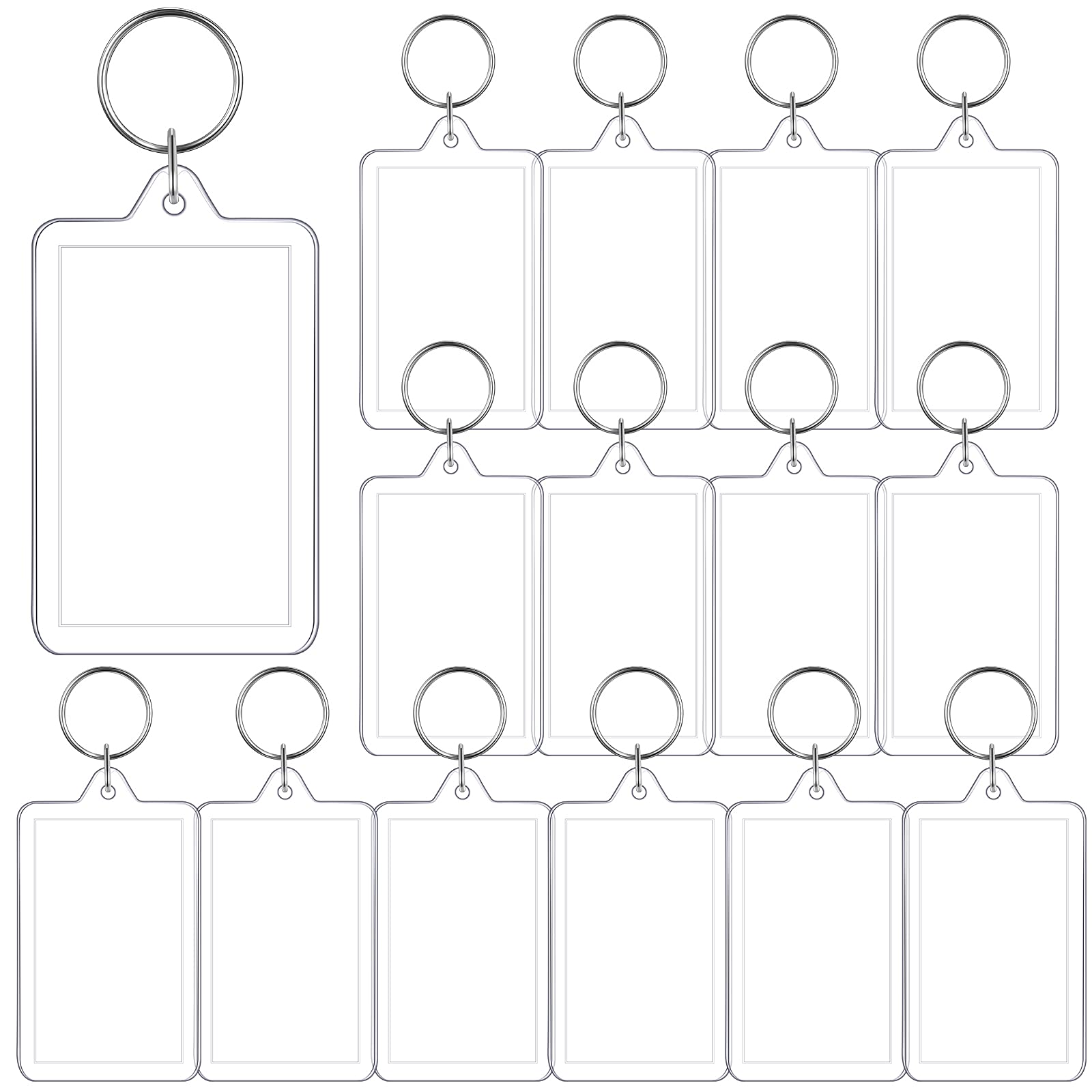 Yaomiao Acrylic Photo Frame Keychain Holder Photo Picture Insert Blank Keyring for DIY Craft(2 x 3 Inch,15 Pieces)