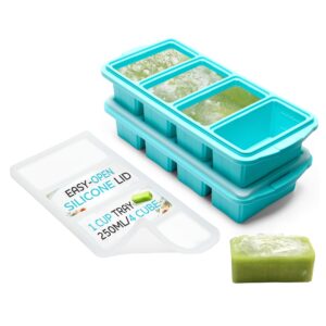 xomoo silicone freezer tray with lid - soup freezer container molds - large ice cube tray- makes 8 perfect 1 cup portions cubes, 2-pack freezer storage food soups & meal prep - oven & dishwasher -safe