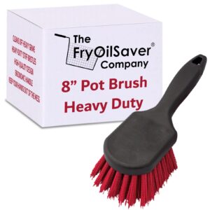 8" pot & dish cleaning brush, dish scrubber brush, stiff bristle brush for kitchen cleaning, dishes, pots, pans, sink, stoves, dish scrub brush for home use & busy restaurants by fryoilsaver co. 90048