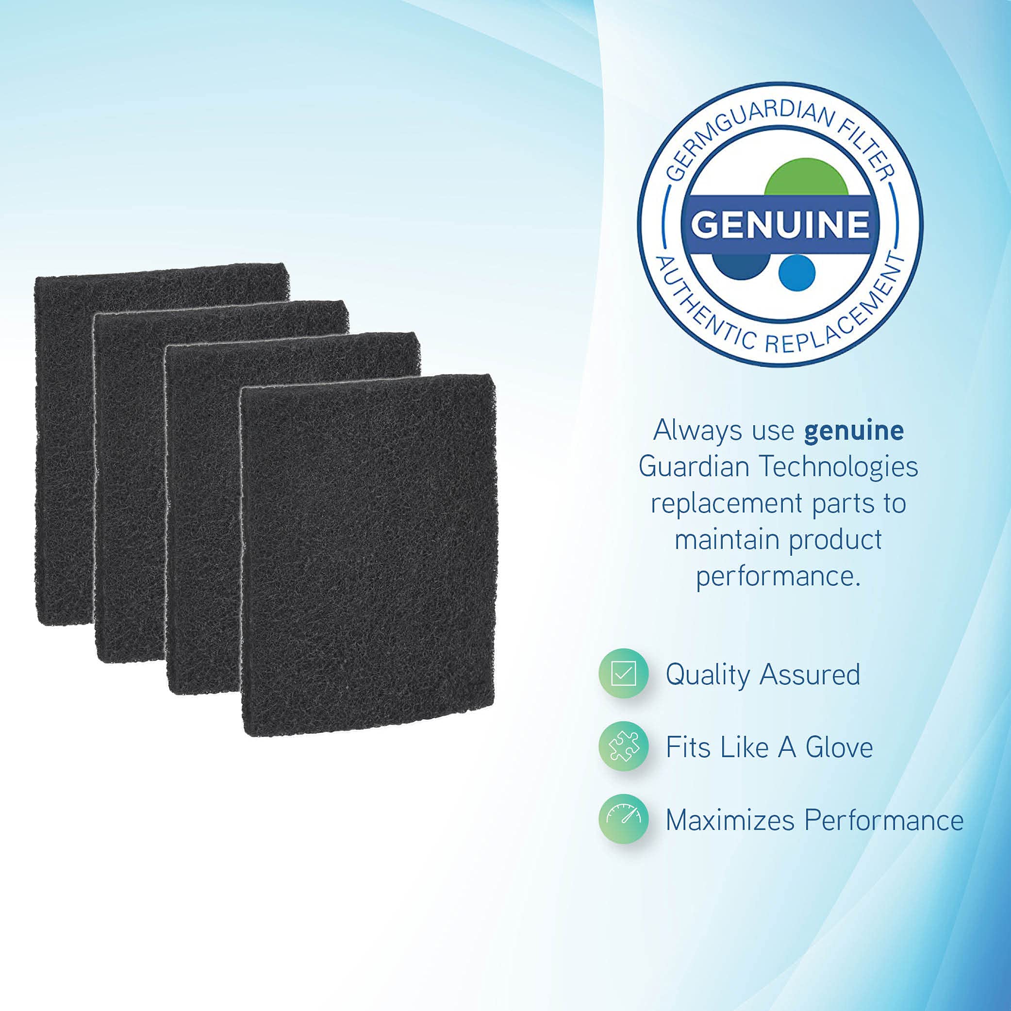 GermGuardian Filter Q Genuine Allergen Replacement Air Purifier Filter, 4 Pack for Air Purifier Models AP201 and AC225, FLT200