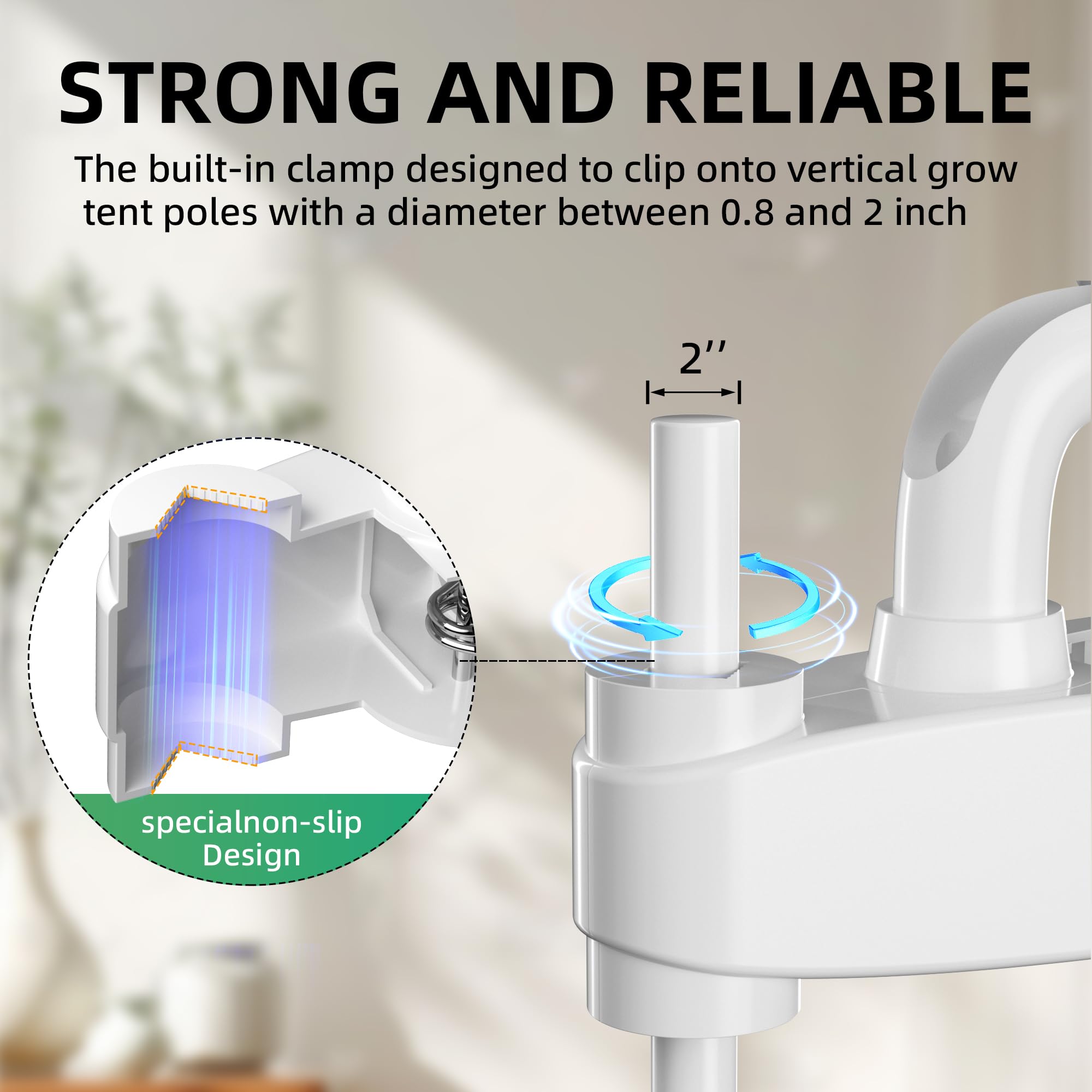 Simple Deluxe Clip Fan, 6-Inch Grow Tent Fan, Monkey Fan, Adjustable 90° Angles, 15W, 2-Speeds Control, 1 Pack