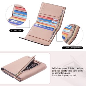 Travelambo RFID Blocking Small Mini Compact Wallet Coin Pouch Holder Trifold Credit Card Holder Pocket Purse for Women