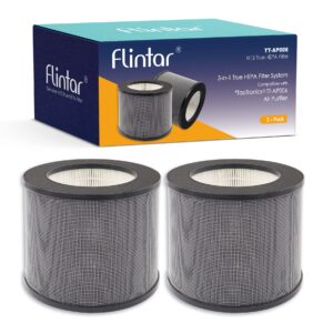 flintar 2-pack ap006 h13 true hepa replacement filter, compatible with taotronics tt-ap006 air purifier, 3-in-1 pre-filter, h13 grade true hepa and activated carbon filter set