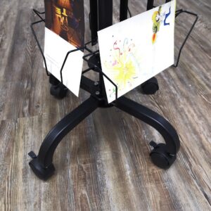 FixtureDisplays® 32 Adjustable Pockets Display Rack 5x7 7x5 up to 8.5" Wide X 8" Tall Cards, 1.27" deep Pockets, Double Tier Greeting Post Card Christmas Holiday Spinning Rack Stand Black 11704-SL