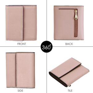 Travelambo RFID Blocking Small Mini Compact Wallet Coin Pouch Holder Trifold Credit Card Holder Pocket Purse for Women