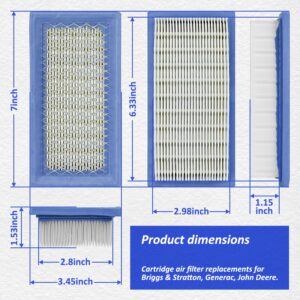 HASME Air Filter Cartridge Replacements for BRIGGS STRATTON 496077 691643 Generac 0691643 1691643 691643 John Deere AM34093 Fits for Briggs Stratton 176400 19B400 19E400 19F400 19G700