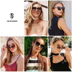 SOJOS Trendy Square Sunglasses for Women Fashion UV Protection Lens Womens Sunnies Sunglasses SJ2196, Black Frame/Grey Lens