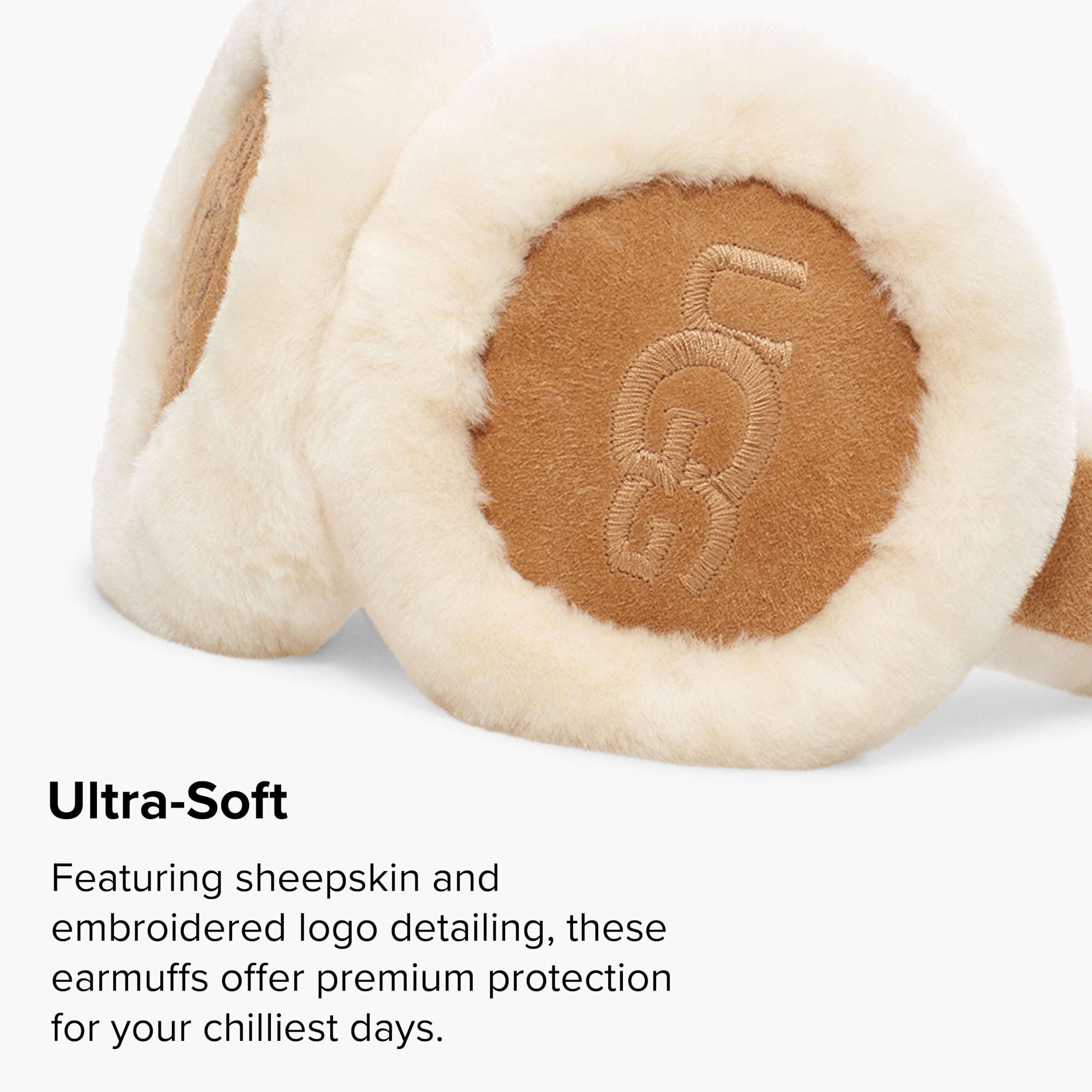 UGG Women's Water Resistant Sheepskin Earmuffs with Embroidered Logo, Chestnut