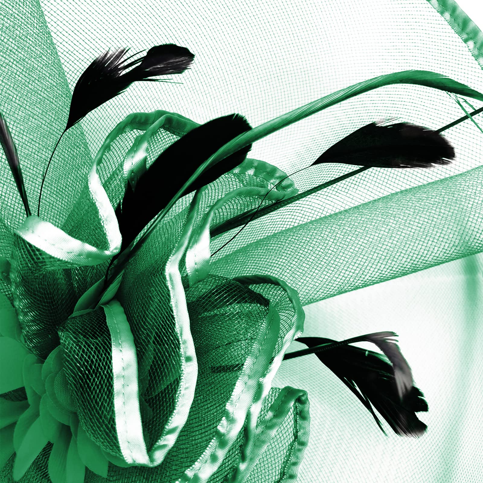 TS Fascinators Hat with Mesh Feather Hair Clip Tea Party for Wedding Cocktail Party or Special Occasion(Dark Green)