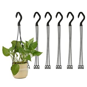 cosmos 6 pieces plastic hanging basket hooks hanging planter holder flower pot hangers for outside and indoor small flower pots, black