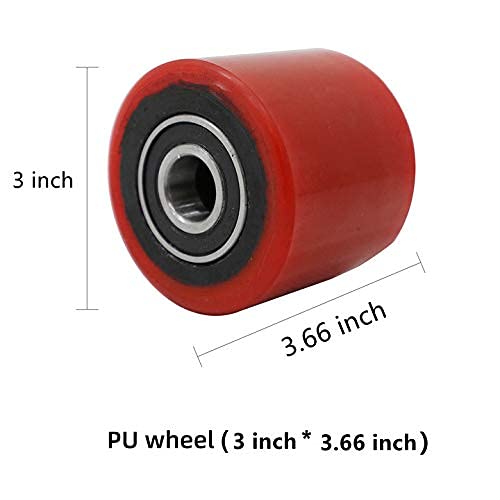 APOLLOLIFT Pallet Jack Truck Wheels 3" x 3.66", PU Load Wheel Set with Bearings ID 0.78 inch, A Pair Red Fork Wheels (2PC)