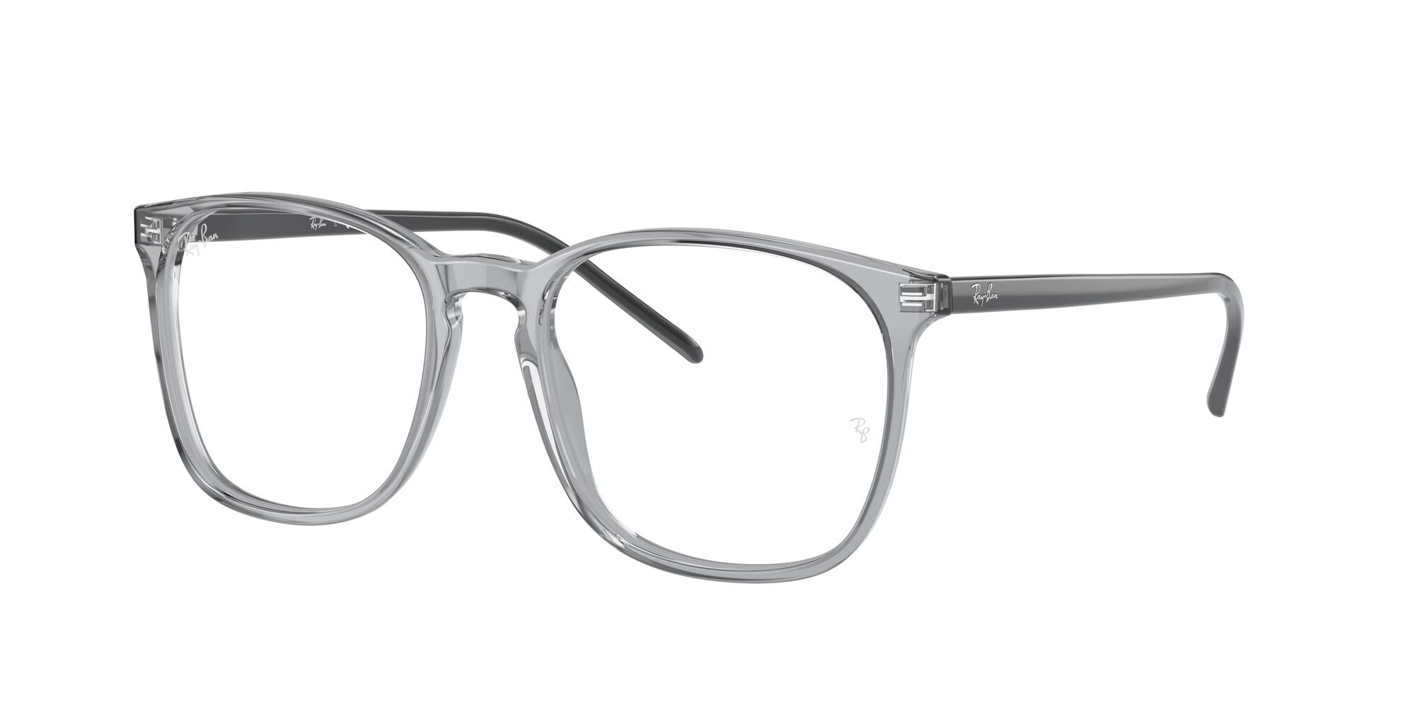 Ray-Ban RX5387F Low Bridge Fit Square Prescription Eyewear Frames, Transparent Grey/Demo Lens, 54 mm