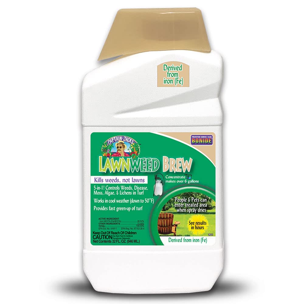 Bonide Captain Jack's Lawnweed Brew, 32 oz Concentrate, Fast-Acting Formula Controls Weeds, Moss, Algae, Lichens & Disease