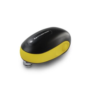 kitchen mama one-to-go electric can opener: open cans with one press- auto detect any can shapes, auto-stop as task completes, smooth edge, handy with lid lift, battery operated can opener (yellow)