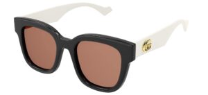 gucci gg0998s black white/orange brown 52/21/145 women sunglasses