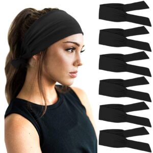 dreshow 6 pcs adjustable headbands for women knotted headbands cotton elastic non-slip fashion hair bands for workout sports running yoga