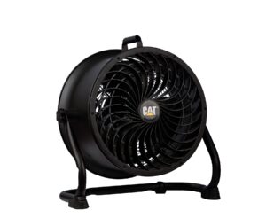 cat by caterpillar hvd-14ac - 14" high-velocity drum air circulator fan with 360-degree pivoting head, and dual ball bearing 4-speed motor, black