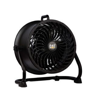 CAT by CATERPILLAR HVD-14AC - 14" High-velocity Drum Air Circulator Fan with 360-degree Pivoting Head, and Dual Ball Bearing 4-speed Motor, BLACK