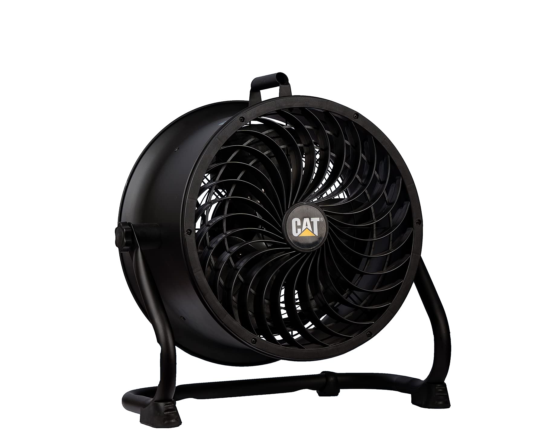 CAT by CATERPILLAR HVD-14AC - 14" High-velocity Drum Air Circulator Fan with 360-degree Pivoting Head, and Dual Ball Bearing 4-speed Motor, BLACK