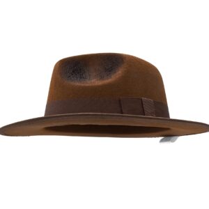 Nicky Bigs Novelties Tattered Burned Brown Fedora Hat - Scary Nightmare Creeper Hats - Cosplay Halloween Costume Accessory, Brown, Large