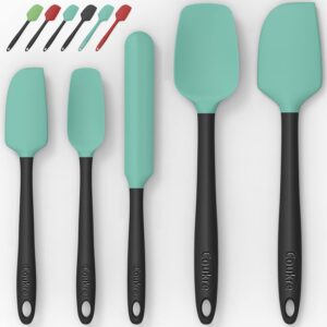 silicone spatula set of 5,high temperature resistant, food grade silicone, dishwasher safe, for baking, cooking (aqua green)