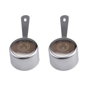 honey bear kitchen 1/4 cup 60 ml leave-in measuring scoop cups v2, polished stainless steel (set of 2)