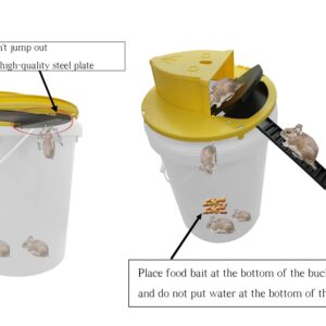 Upgraded 5 Gallon Bucket Lid, Bucket Lid Mouse Trap Trapdoor Style, Indoor and Outdoor, Reusable 5 Gallon Bucket Lid, No Bucket (Yellow)