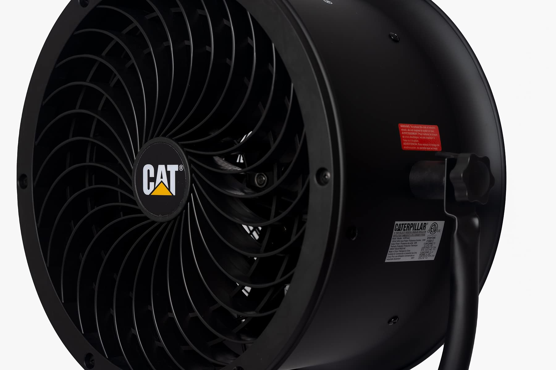 CAT by CATERPILLAR HVD-14AC - 14" High-velocity Drum Air Circulator Fan with 360-degree Pivoting Head, and Dual Ball Bearing 4-speed Motor, BLACK