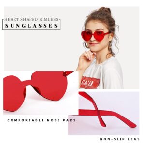 FEISEDY 2 Pack Rimless Heart Shaped Sunglasses Party Glasses Disco One Piece Transparent Trendy Love Glasses B2826-F2