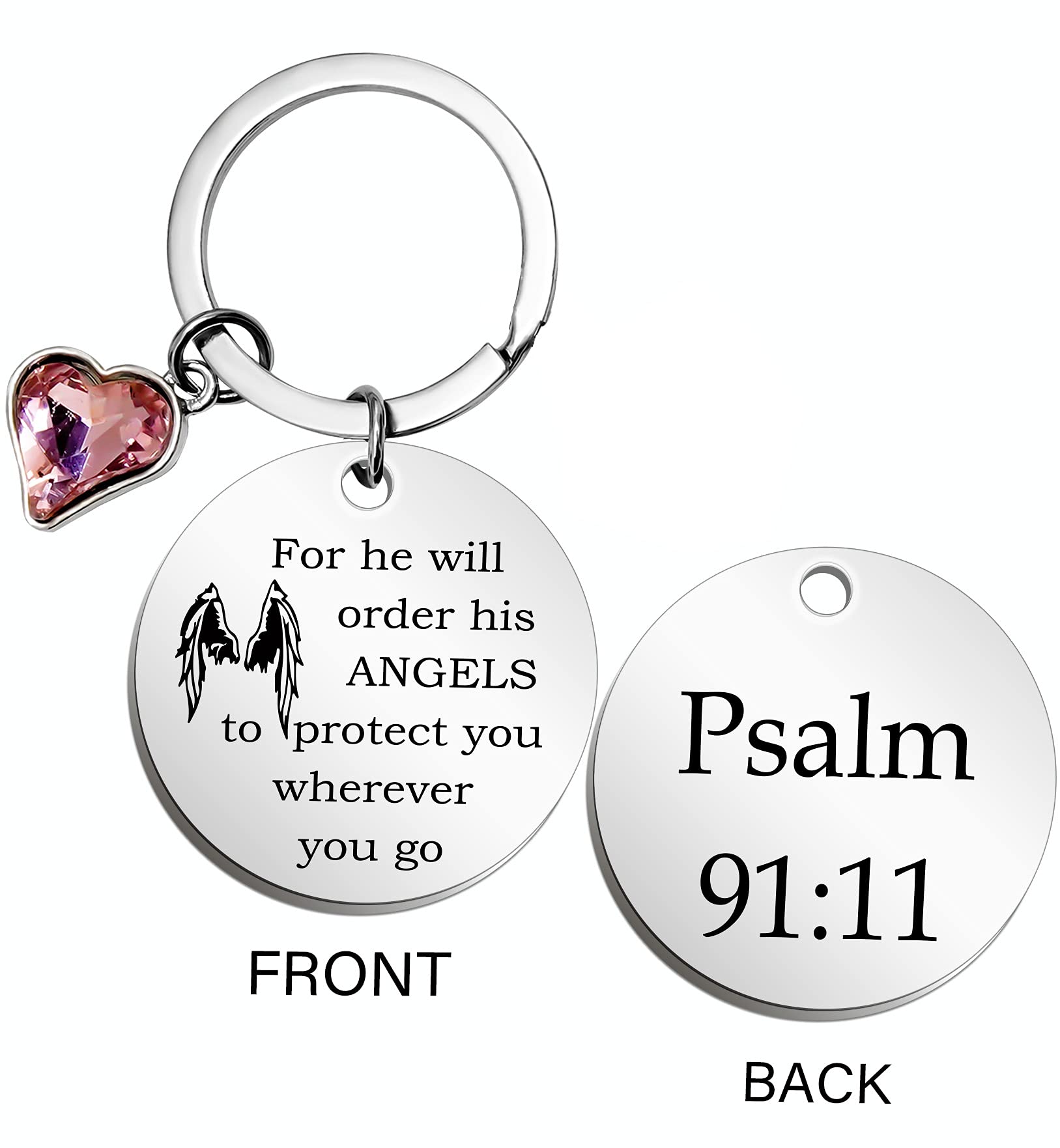 Bible Verse Keychain Christmas Religious Faith Gifts for Women Men - Prayer Christian Keyring for him her Bible Verse - for He Will Order This Angels to Protect You Wherever You Go