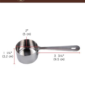 Honey Bear Kitchen 1/4 Cup 60 ml Leave-in Measuring Scoop Cups v2, Polished Stainless Steel (Set of 2)