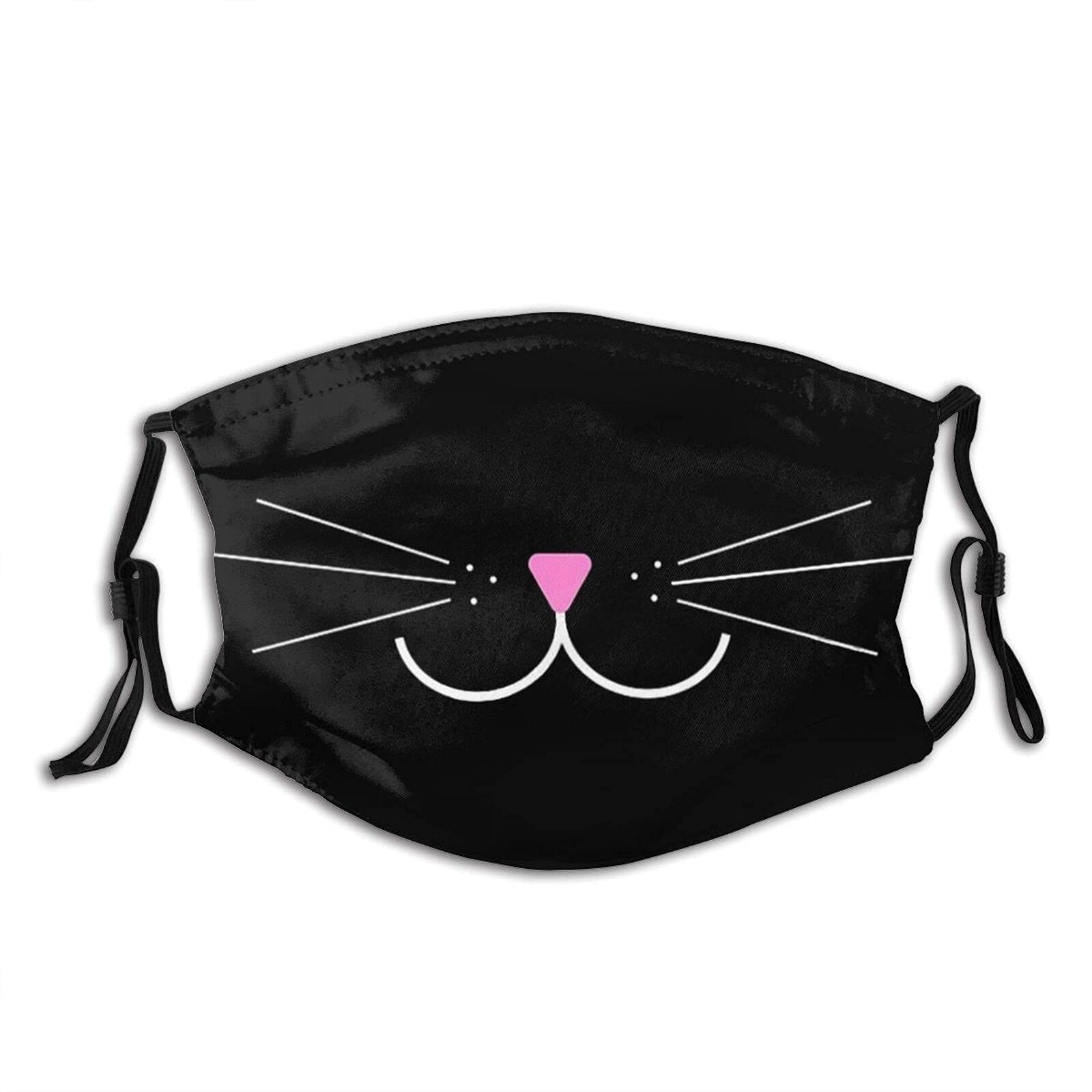 LVGOOKI 3 Pcs Cute Cat Face Mask Mouth Mask With 6 Filter Pocket Reusable Washable Adjustable Mask For Adults