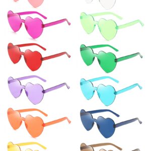 LIULIUBTY Heart Shaped Sunglasses Rimless Colorful Heart Glasses Bachelorette Party Favors (Mixed Colors)