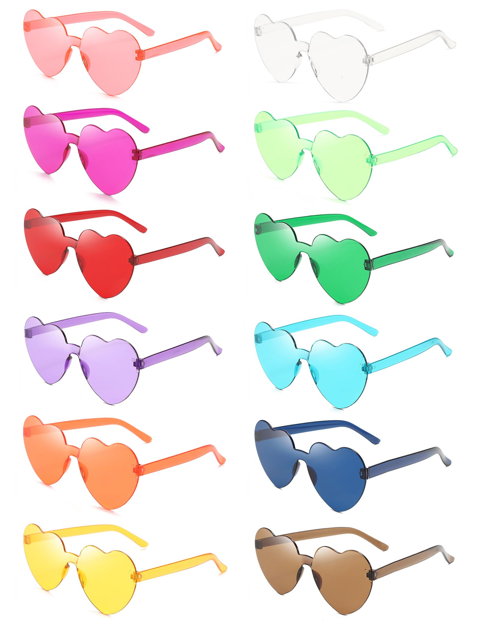 LIULIUBTY Heart Shaped Sunglasses Rimless Colorful Heart Glasses Bachelorette Party Favors (Mixed Colors)