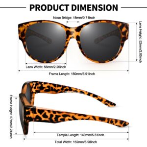 URUMQI Sunglasses Fit Over Glasses for Women, Polarized UV400 Protection Sun Glasses Trendy Round Cat Eye Shades Large Lens