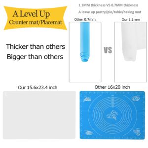 Thick Silicone Counter Mat Large 23.4"by15.6", Heat Resistant Mat for Kitchen Table/Countertop Protector/Non Stick Pastry Baking Mat Placemats, Silicone Mat for Crafts Kids, Super Kitchen Clear