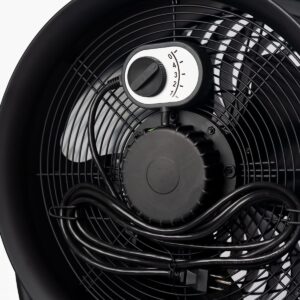 CAT by CATERPILLAR HVD-14AC - 14" High-velocity Drum Air Circulator Fan with 360-degree Pivoting Head, and Dual Ball Bearing 4-speed Motor, BLACK