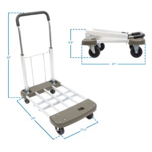 Mount-It! Foldable Push Cart, Utility Dolly Platform Cart, Adjustable Length, Folding Hand Truck, Portable Dolly for Moving Boxes, Appliances, Furniture, 330 lbs Capacity