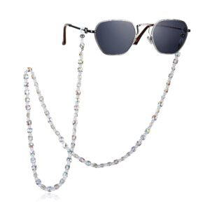 REVEMCN Crystal Beaded Eyeglass Chain Face Mask Holder Chain Necklace Mask Lanyard Glasses Strap for Women Sunglasses Chains (Pink & Purple)