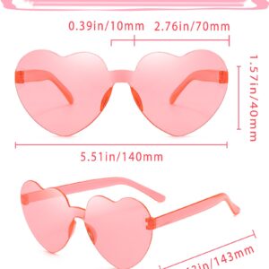 LIULIUBTY Heart Shaped Sunglasses Rimless Colorful Heart Glasses Bachelorette Party Favors (Mixed Colors)