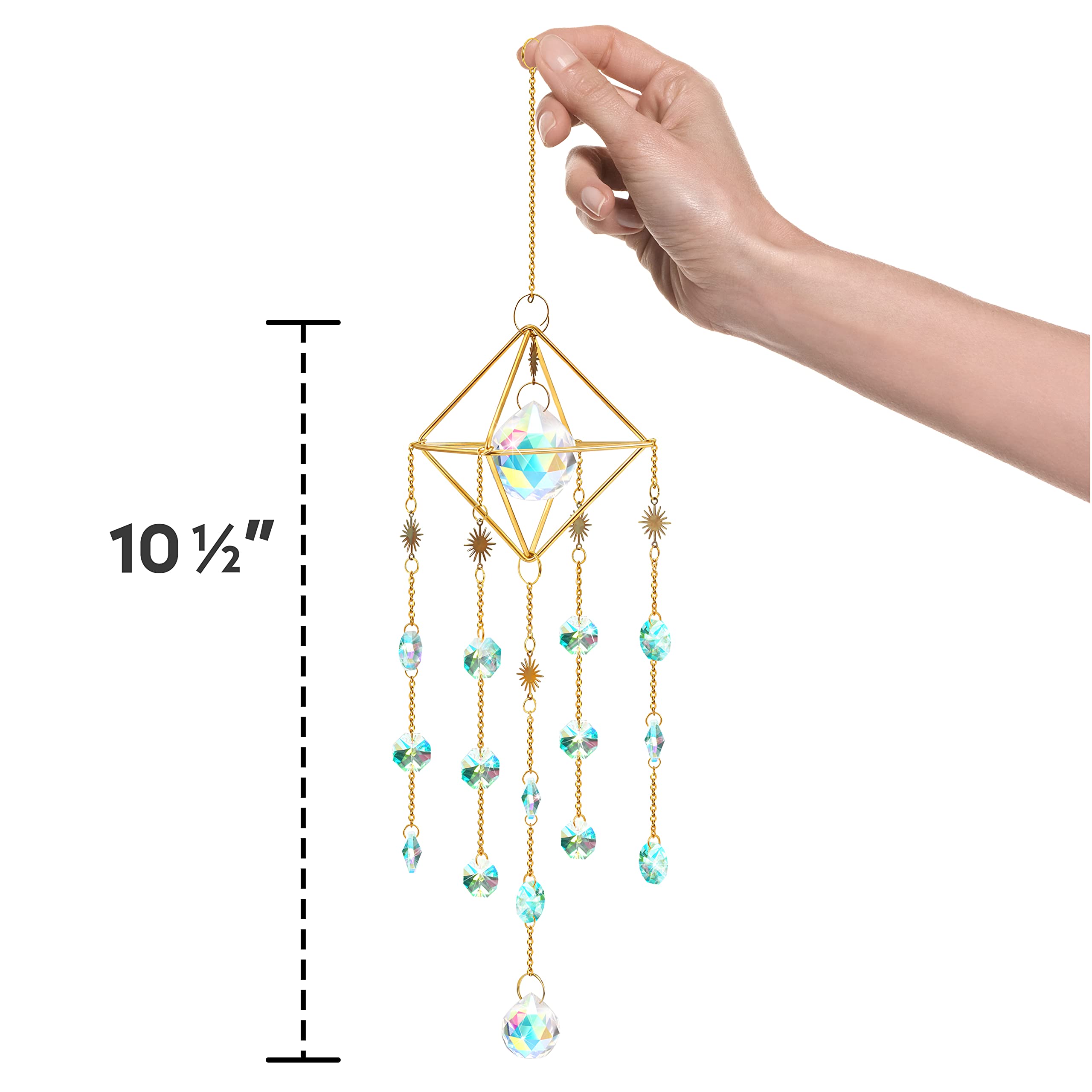 Decozion Sun Catchers with Crystals - Reflect Sunlight & Cast Rainbow Prisms Everywhere - Hanging Crystal Suncatcher for Window - Crystal Sun Catchers Indoor Window - Hanging Crystals for Decoration