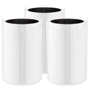 angeloyang 3 pack blue pure 411 filter replacement compatible with blueair blue pure 411 genuine, 411+, 411 auto and mini air purifiers, package include the 3 particle and 3 activated carbon filter