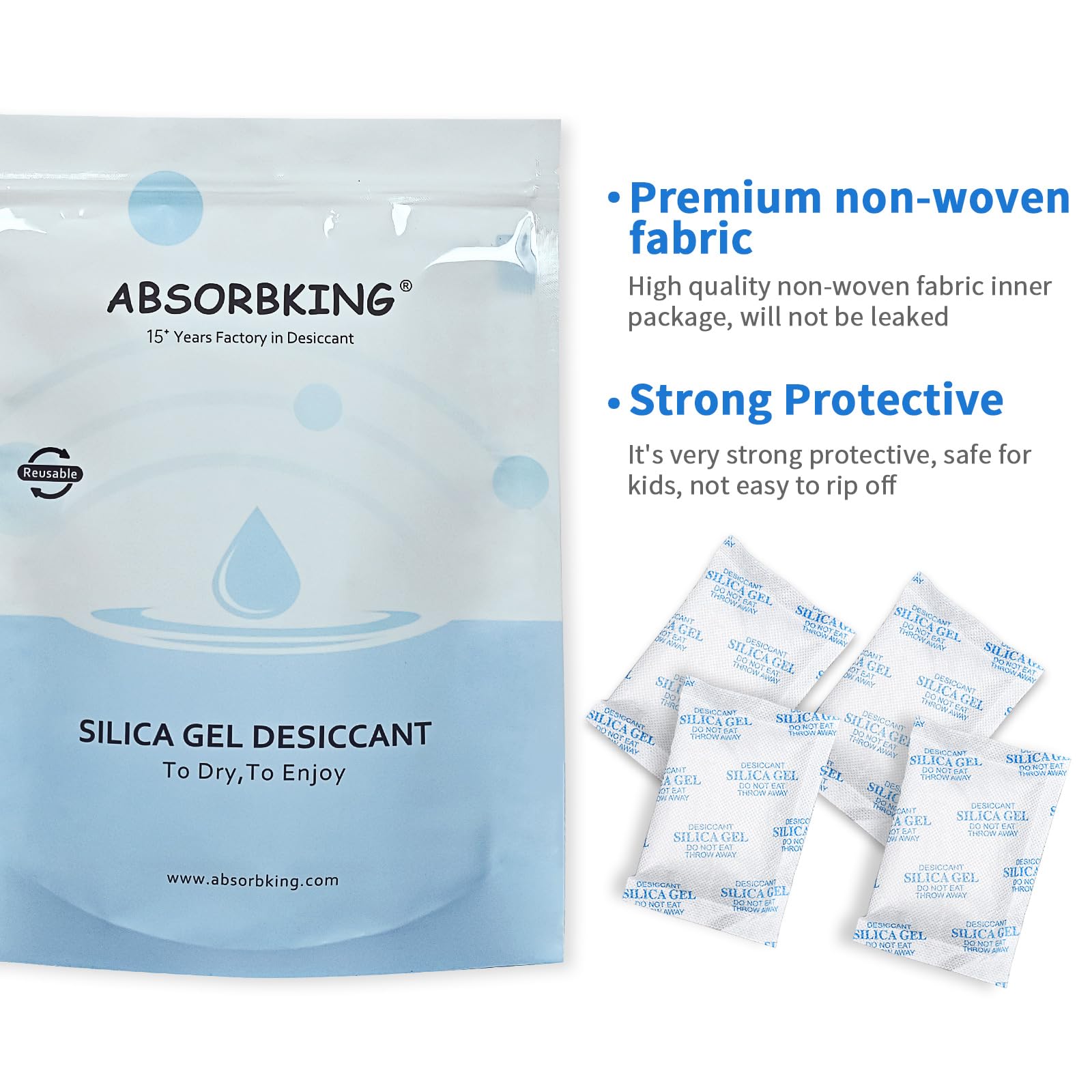 Silica Gel Packs - 80Pcs 20Gram Moisture Absorbers, Premium Transparent Desiccant for Storage, Silica Gel Desiccant Packets Food Safe for Moisture