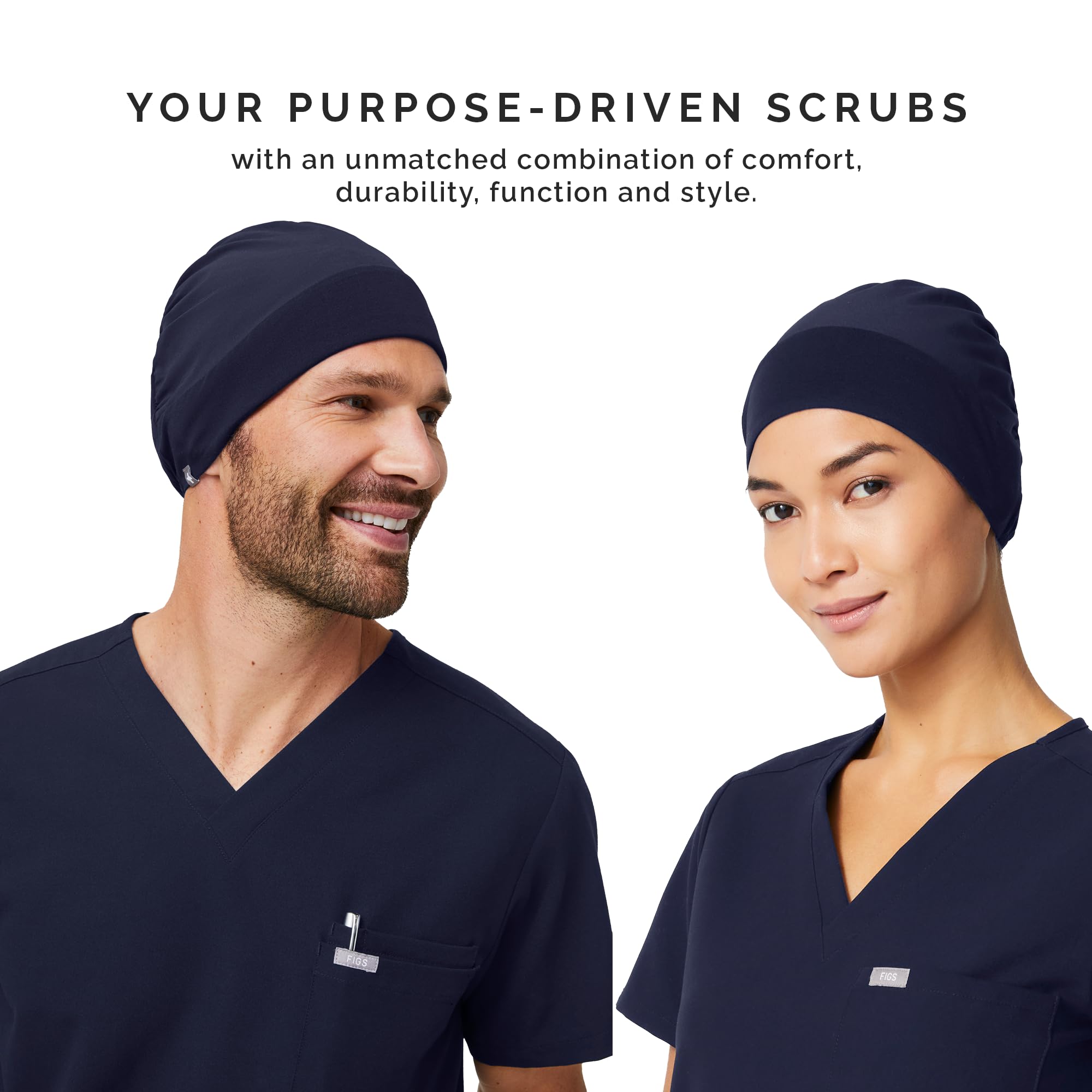 FIGS Modern Expandable Unisex Scrub Cap for Women and Men - Navy, One Size