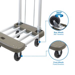 Mount-It! Foldable Push Cart, Utility Dolly Platform Cart, Adjustable Length, Folding Hand Truck, Portable Dolly for Moving Boxes, Appliances, Furniture, 330 lbs Capacity