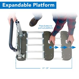 Mount-It! Foldable Push Cart, Utility Dolly Platform Cart, Adjustable Length, Folding Hand Truck, Portable Dolly for Moving Boxes, Appliances, Furniture, 330 lbs Capacity