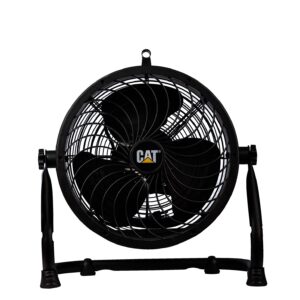 CAT by CATERPILLAR HVD-14AC - 14" High-velocity Drum Air Circulator Fan with 360-degree Pivoting Head, and Dual Ball Bearing 4-speed Motor, BLACK