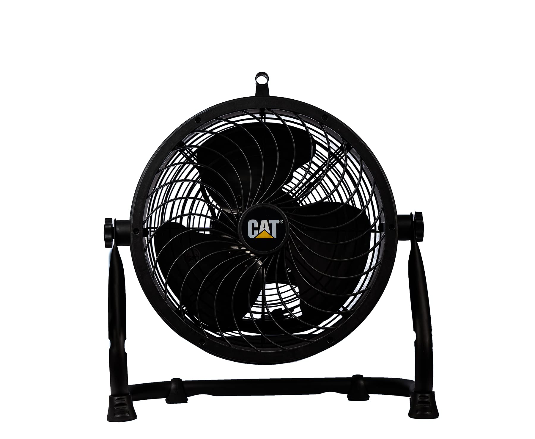 CAT by CATERPILLAR HVD-14AC - 14" High-velocity Drum Air Circulator Fan with 360-degree Pivoting Head, and Dual Ball Bearing 4-speed Motor, BLACK