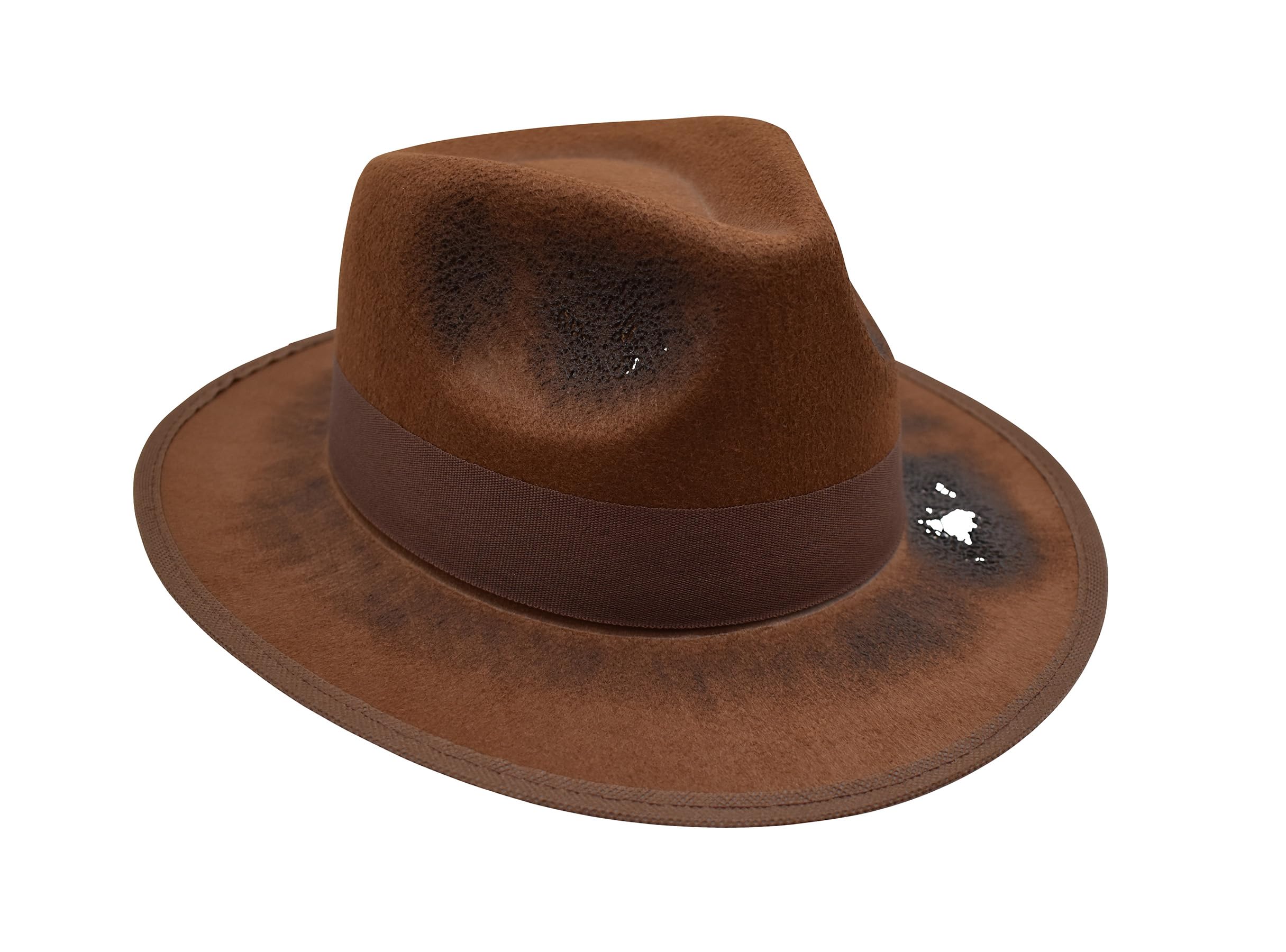 Nicky Bigs Novelties Tattered Burned Brown Fedora Hat - Scary Nightmare Creeper Hats - Cosplay Halloween Costume Accessory, Brown, Large